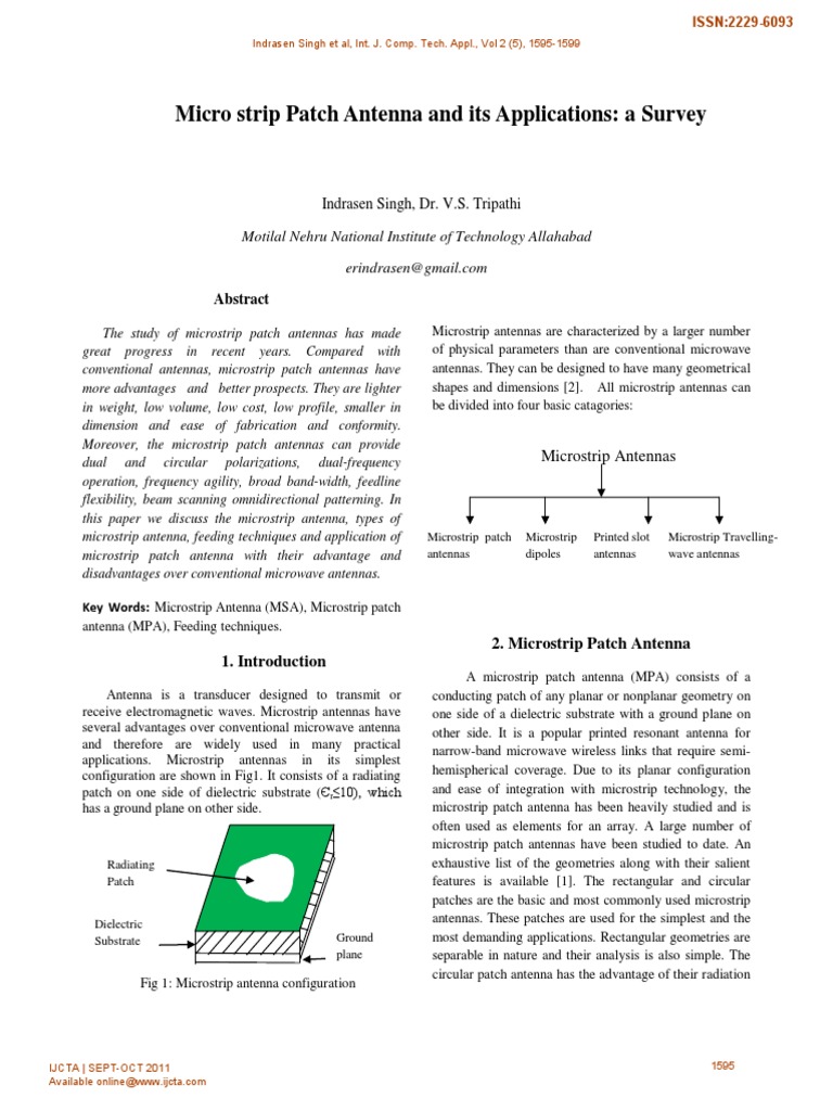 Micro Strip Patch Antenna and Its Applications A Survey | PDF