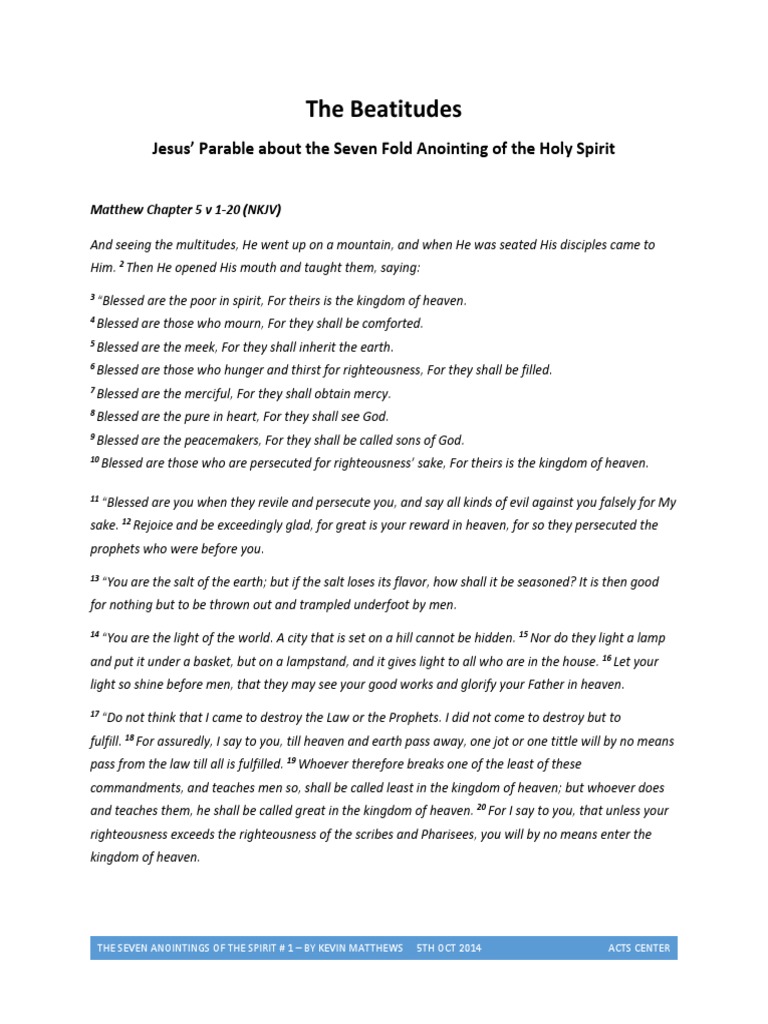 The Beatitudes Notes 1 | PDF | Sermon On The Mount | Parables Of Jesus