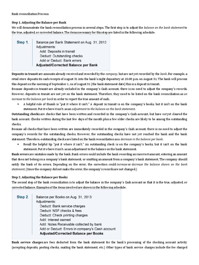 Bank Reconciliation Steps Explained | PDF | Debits And Credits ...