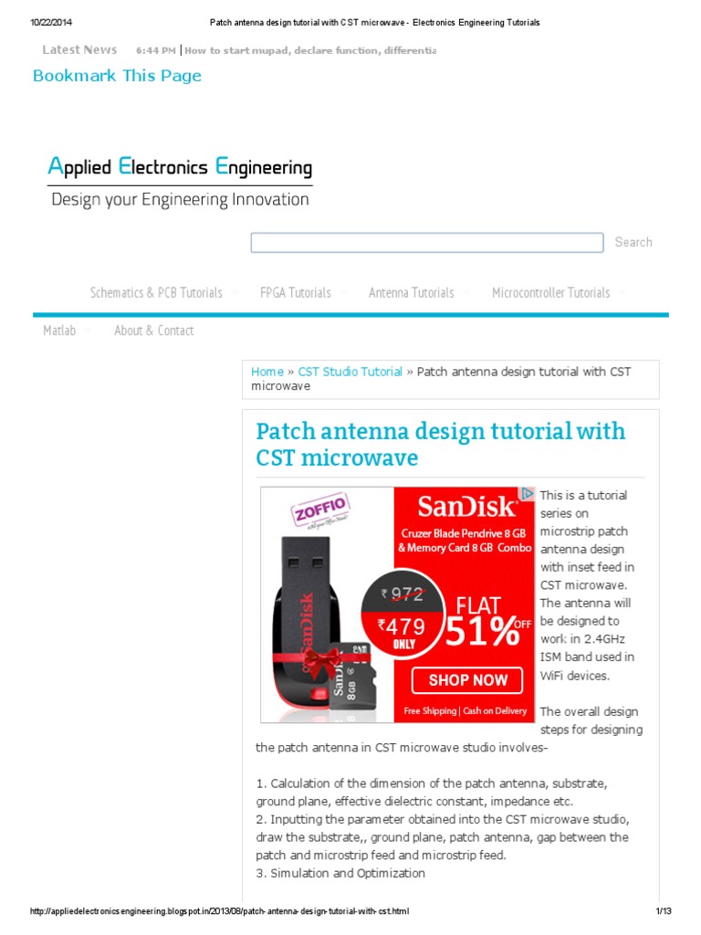 Patch Antenna Design Tutorial With CST Microwave - Electronics Engineering Tutorials | PDF ...