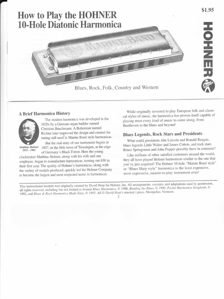 Hohner Harmonica Beginner's Guide | PDF | Harmonica | Music Theory
