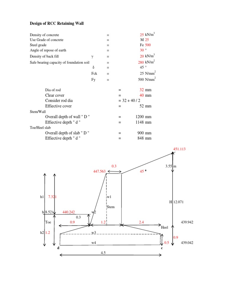 RCC Retaining WallS | PDF | Shear Stress | Mechanics