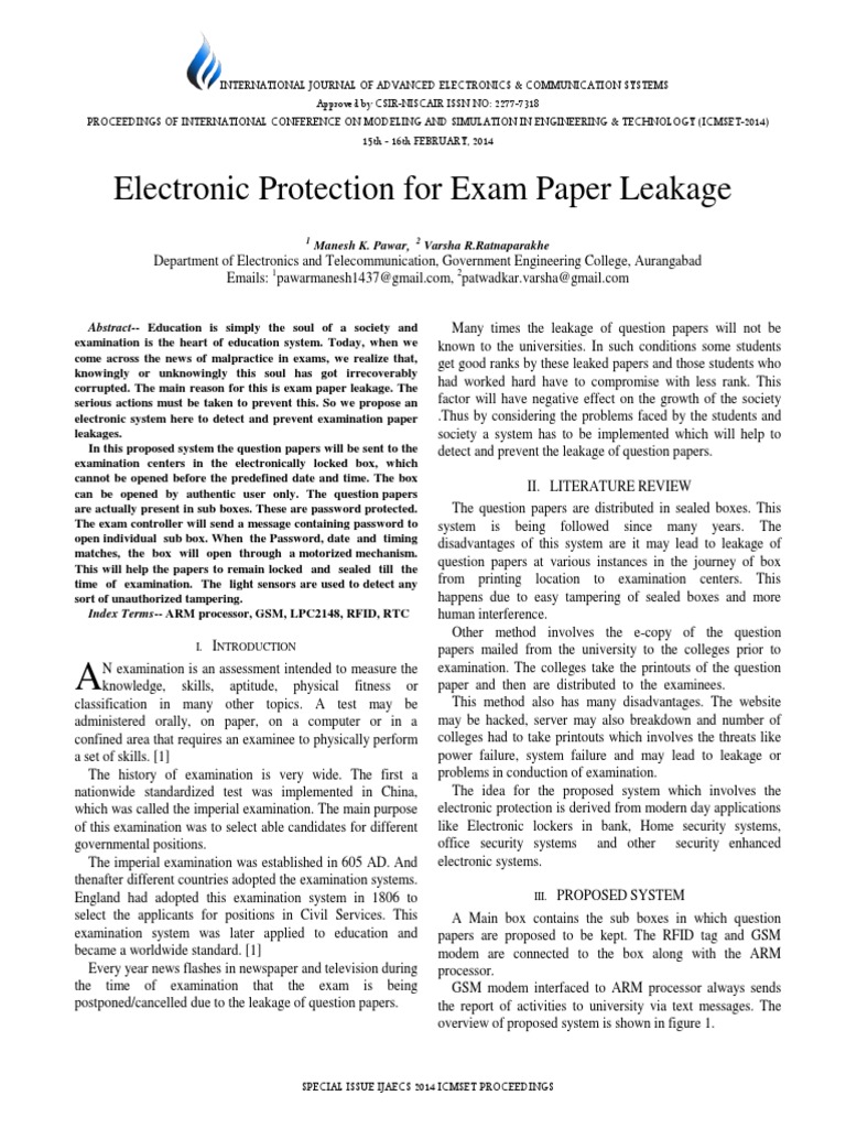Exam Paper Leakage Protection | PDF | Radio Frequency Identification ...