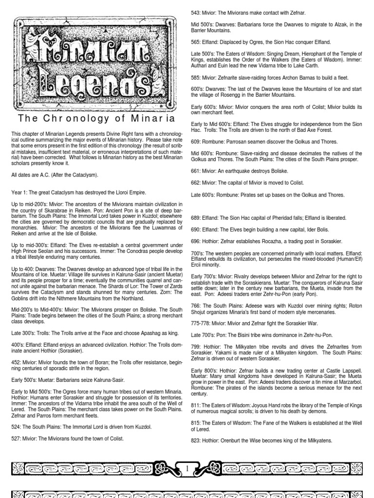 Divine Right - The Chronology of Minaria | PDF | Dwarf (Middle Earth ...