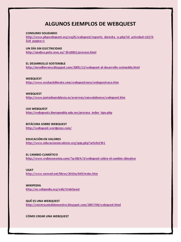 Ejemplos de WEBQUEST | PDF