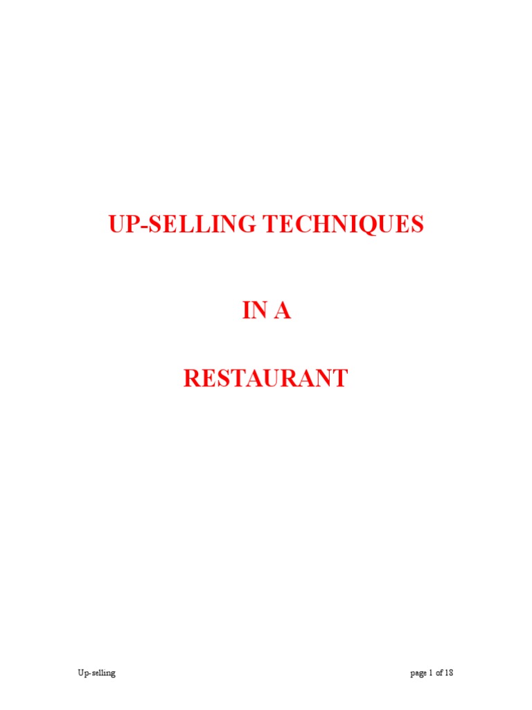 Upselling Techniques | PDF | Menu | Restaurants