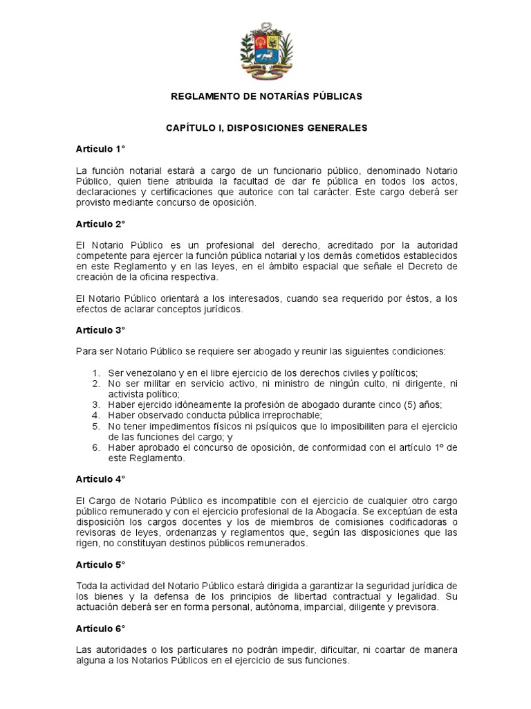 Reglamento de Notarías Públicas en Venezuela | PDF | Gobierno | Justicia