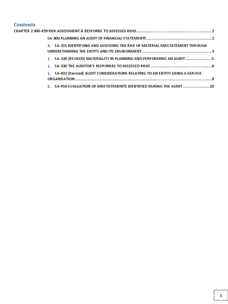 Sa - 300-499 Risk Assessment & Response To Assessed Risks PDF ...