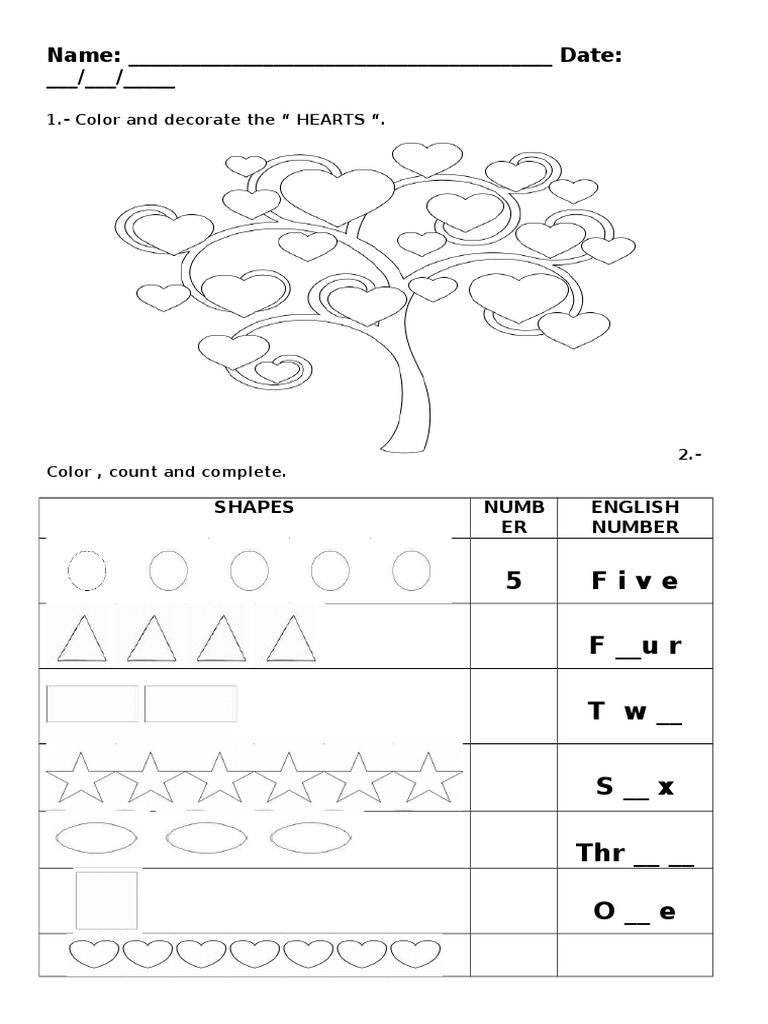 Heart Coloring and Counting Activity | PDF