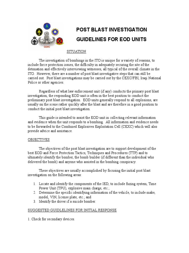 Post Blast Guide | PDF | Bomb Disposal | Improvised Explosive Device