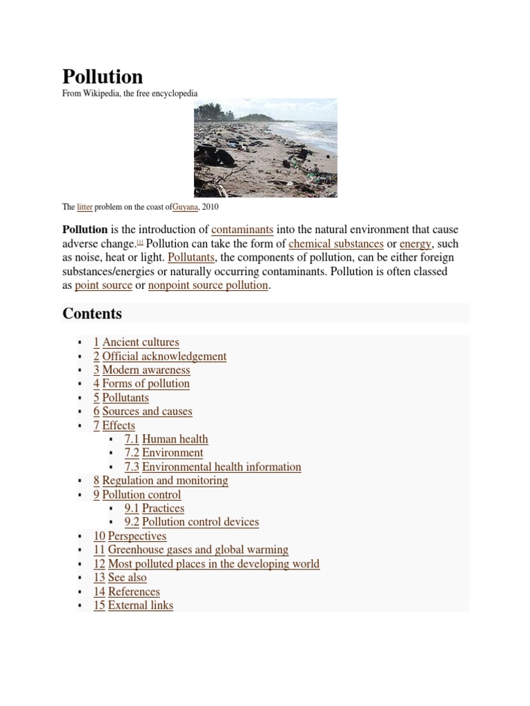 Pollution: Pollution Is The Introduction of | PDF | Pollution | Air ...