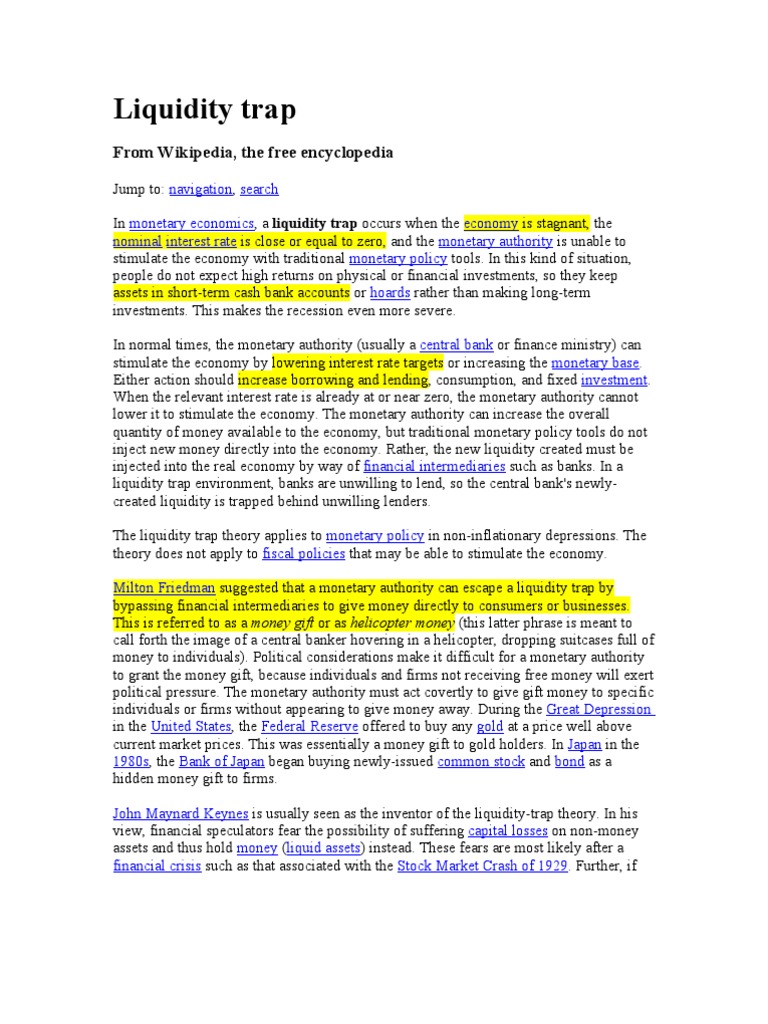 Liquidity Trap Macro Economics | PDF | Central Banks | Interest Rates
