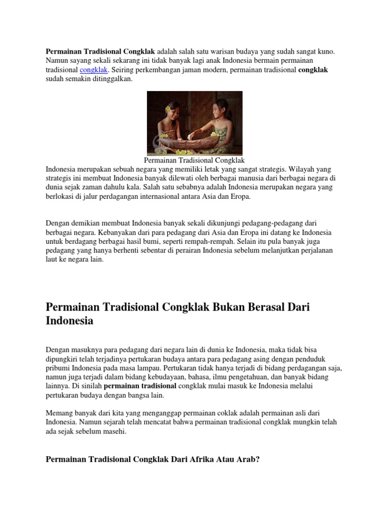 Permainan Tradisional Congklak Atau Dakon | PDF