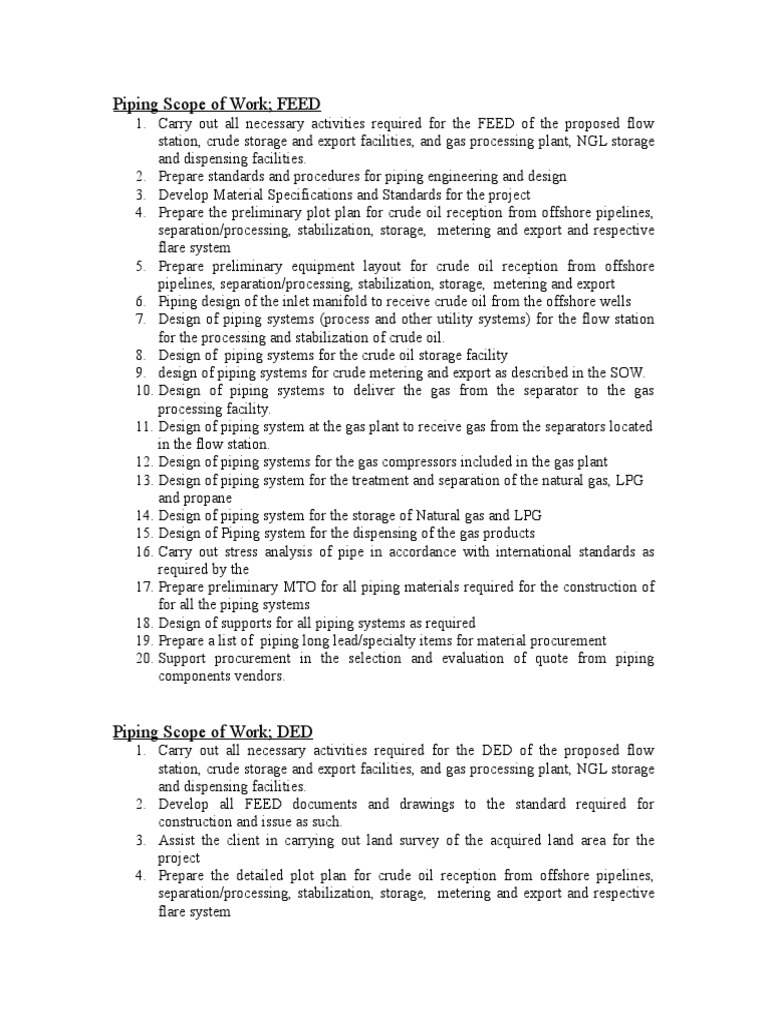 Engineering Scope of Work | PDF