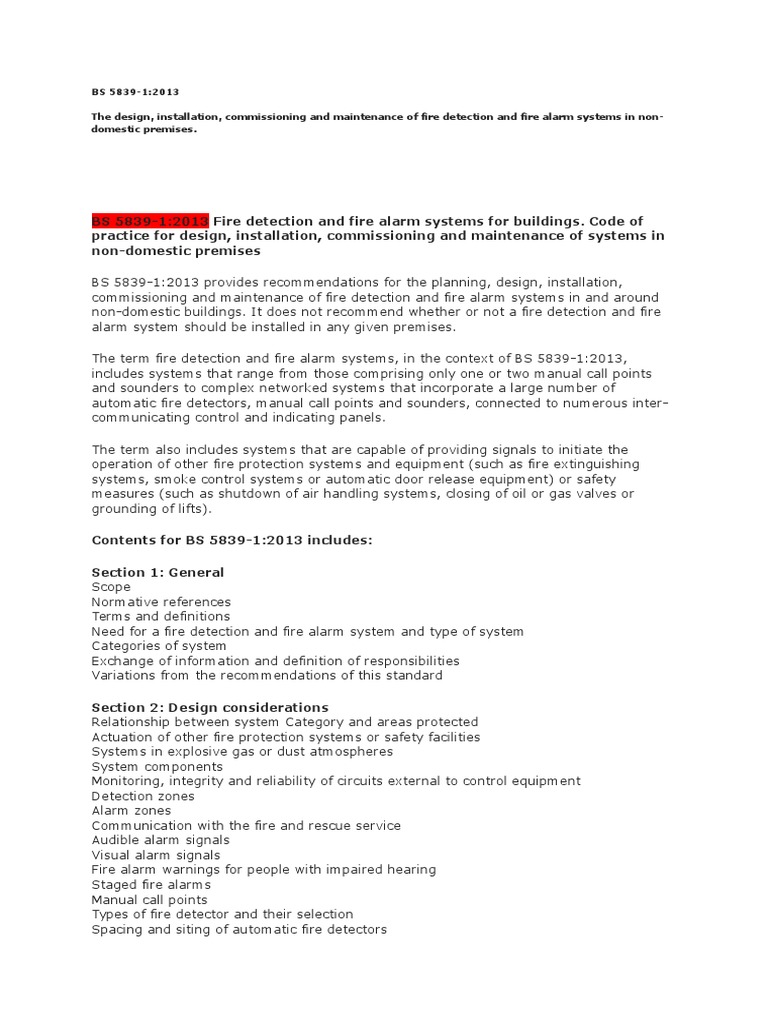 BS 5839 Generalities | PDF | Safety | Electrical Engineering