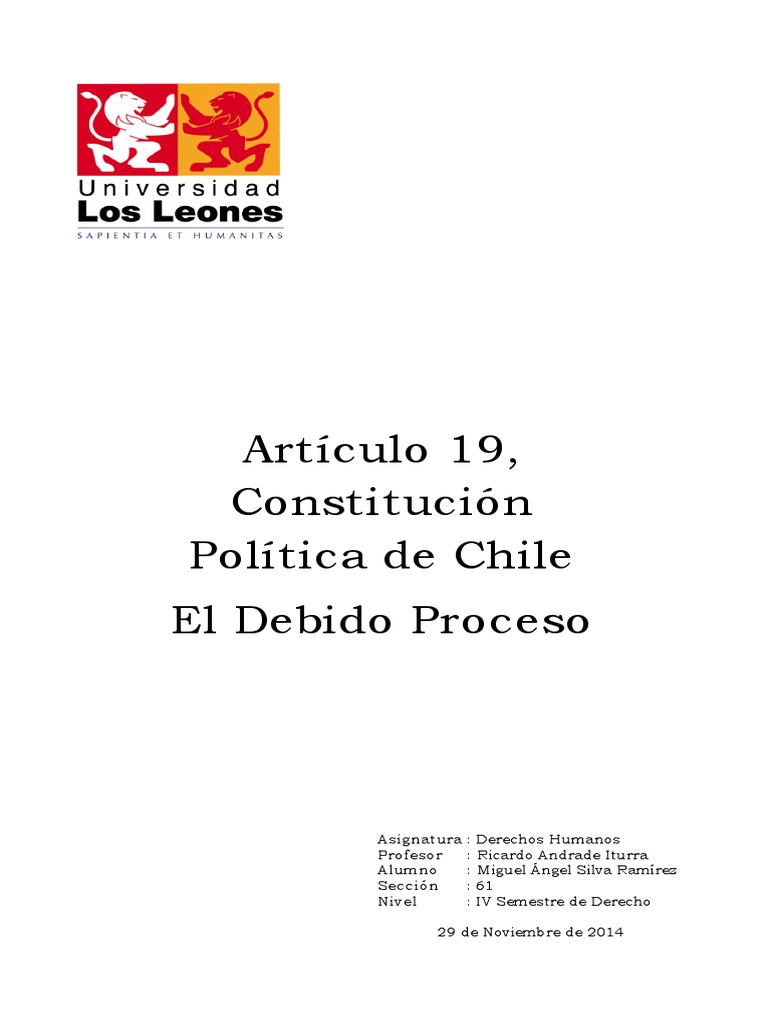 Artículo 19, Constitución Política de Chile | PDF | Derechos | Constitución