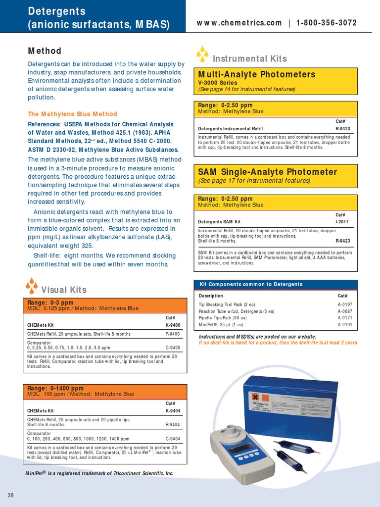 Detergents (Anionic Surfactants, MBAS) | Detergent | Surfactant