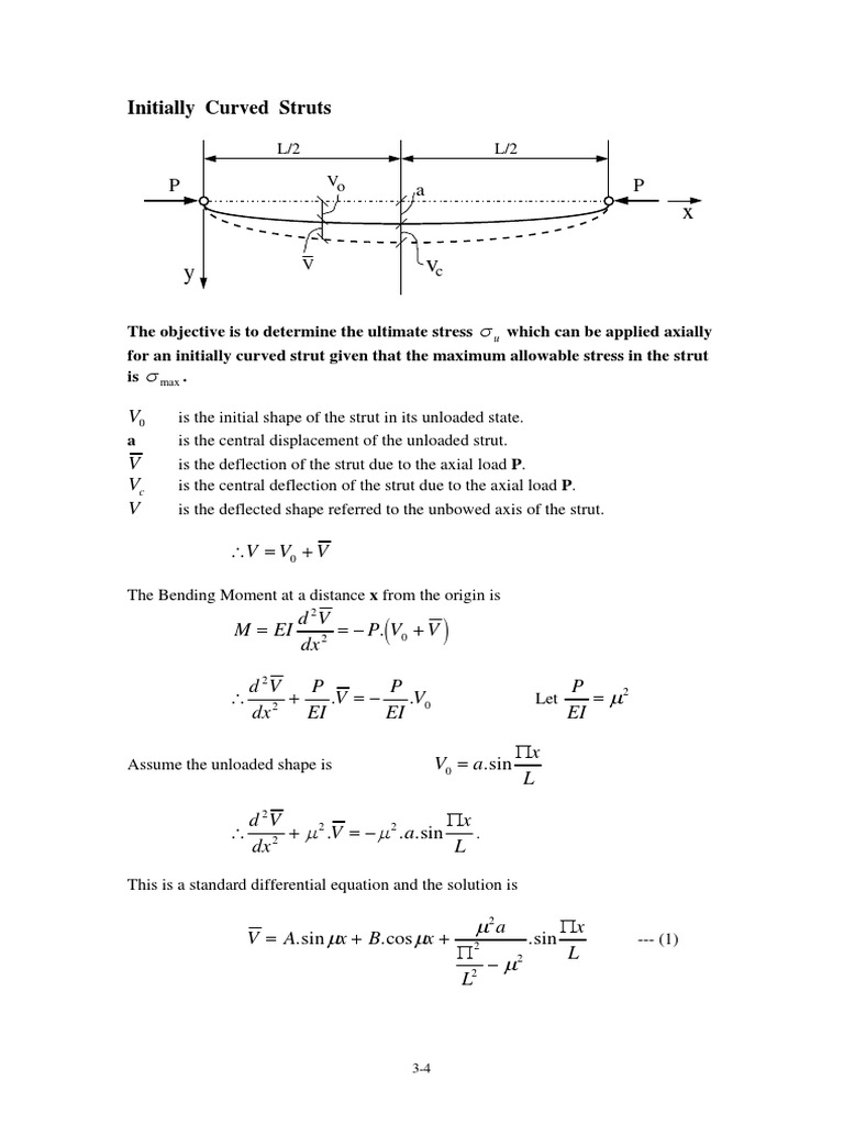 Initially Curved Strut Stress Analysis | PDF | Bending | Buckling