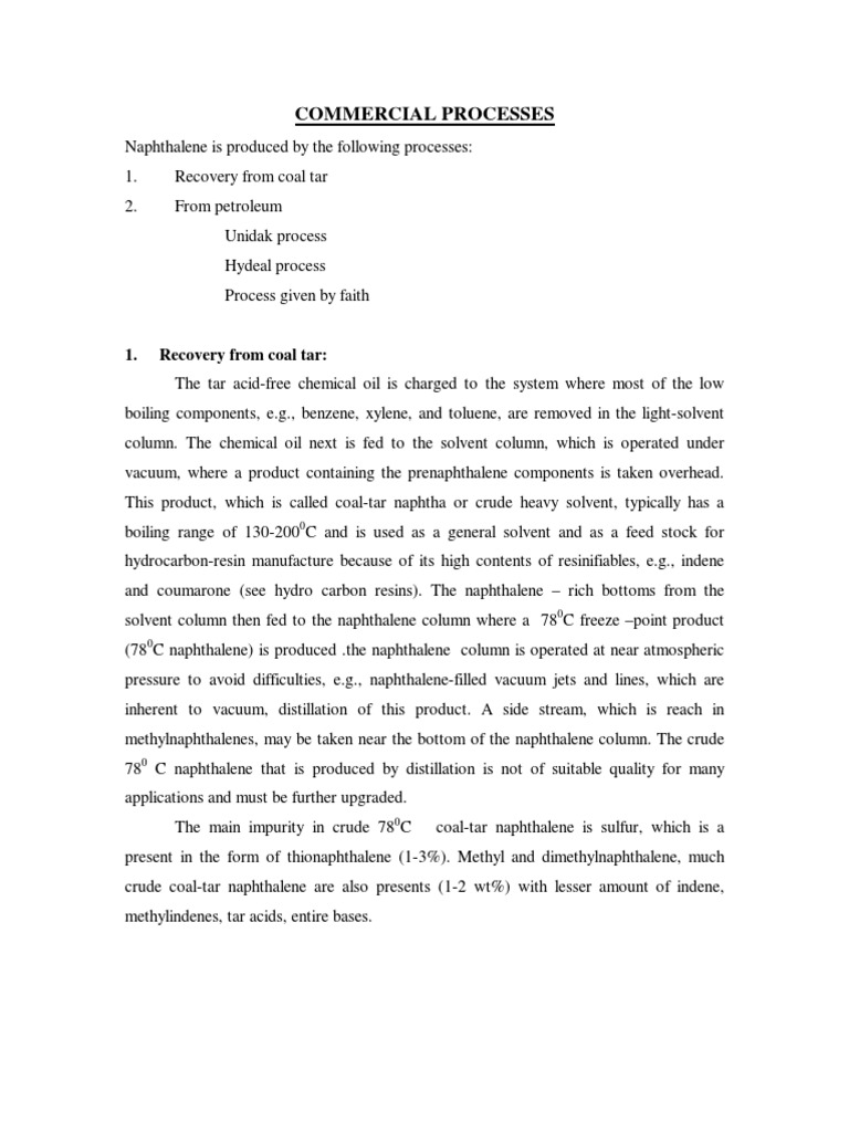 Naphthalene Production | PDF | Petroleum | Hydrocarbons