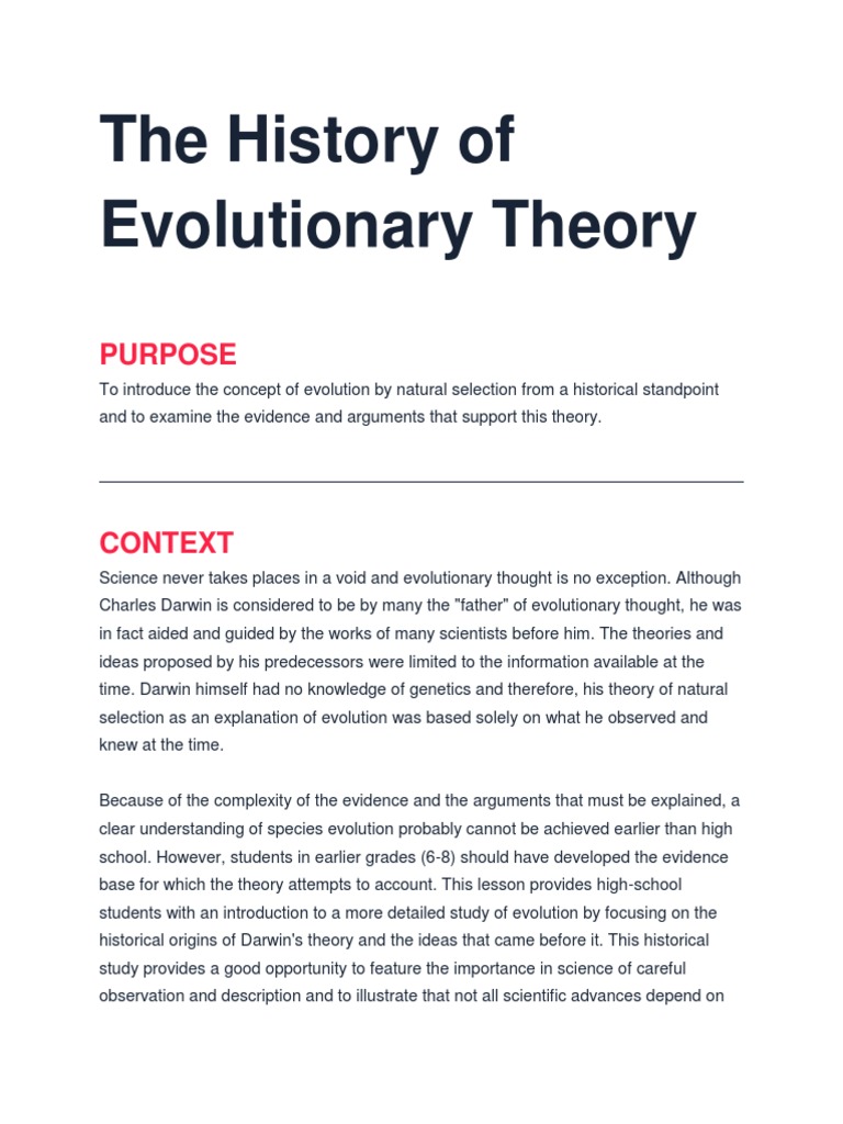 The History of Evolutionary Theory | PDF | Charles Darwin | On The ...