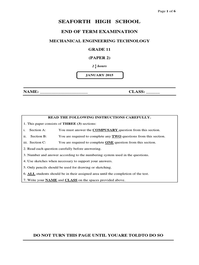 Grade 11 Exam Paper 2 | PDF