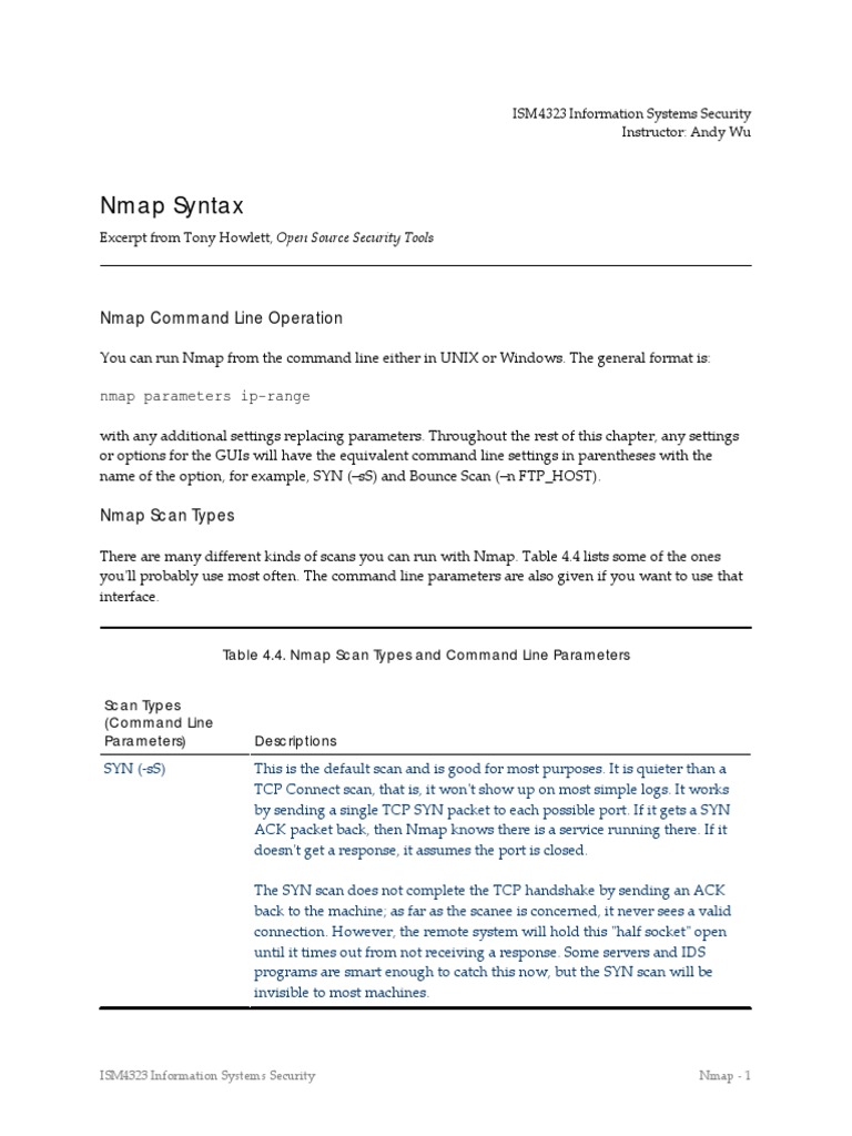 N Map Syntax | PDF | Transmission Control Protocol | Port (Computer ...