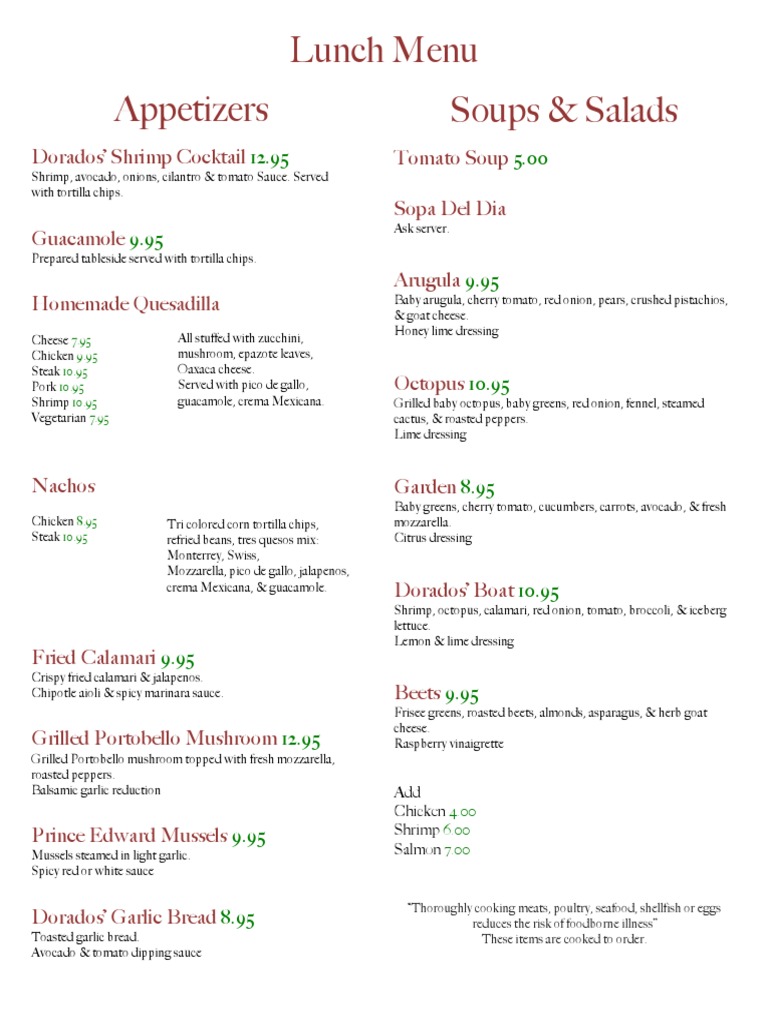 Lunch Menu | PDF