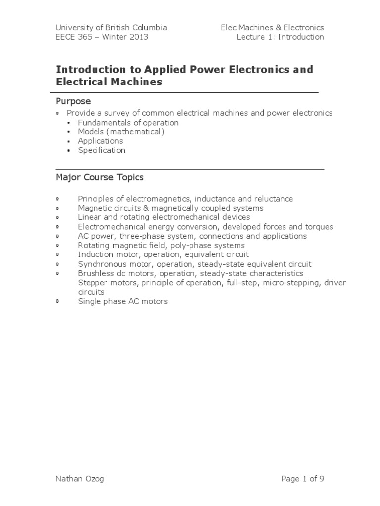 Lecture 1 (Introduction) - Overhead | PDF | Power Electronics | Electricity