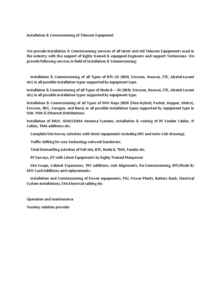 Installation and Commissioning | PDF