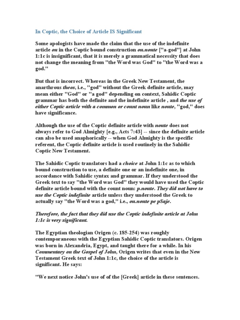 Sahidic Coptic Grammar | PDF | Logos (Christianity) | Semiotics