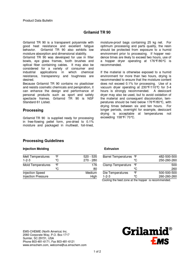 Grilamid Tr90 Tds | Download Free PDF | Strength Of Materials | Materials