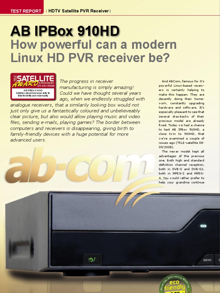 Ab Ipbox 910Hd: How Powerful Can A Modern Linux HD PVR Receiver Be? | PDF | Digital Video ...