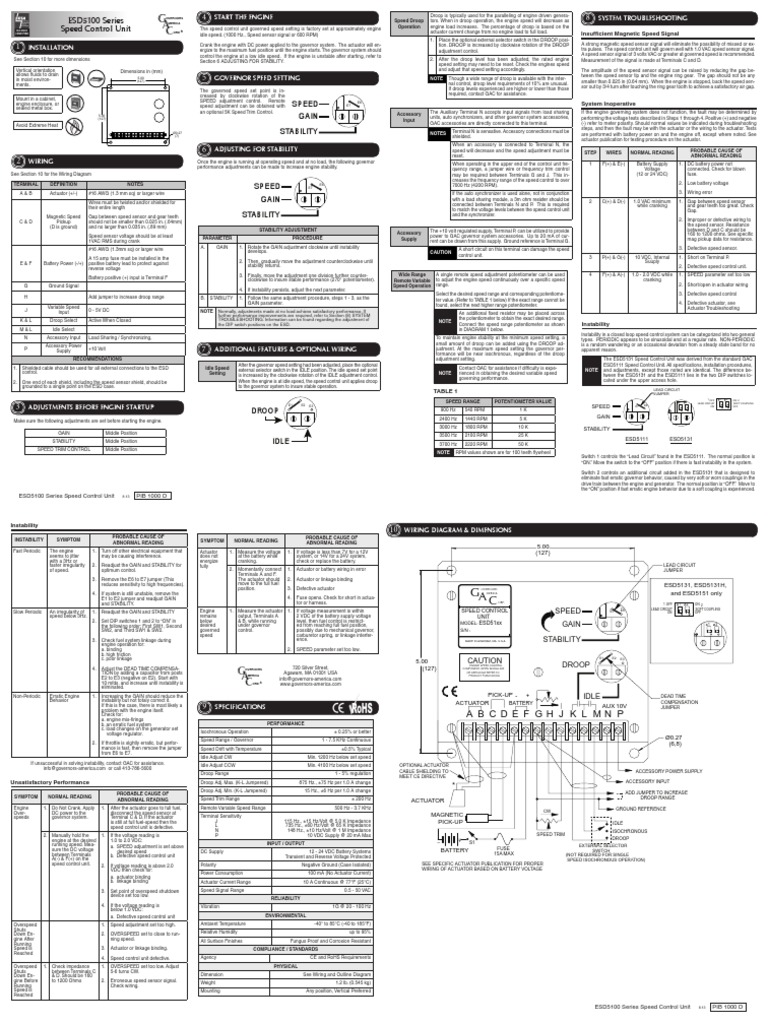 ESD5100 Series Speed Control Unit | PDF | Switch | Voltage