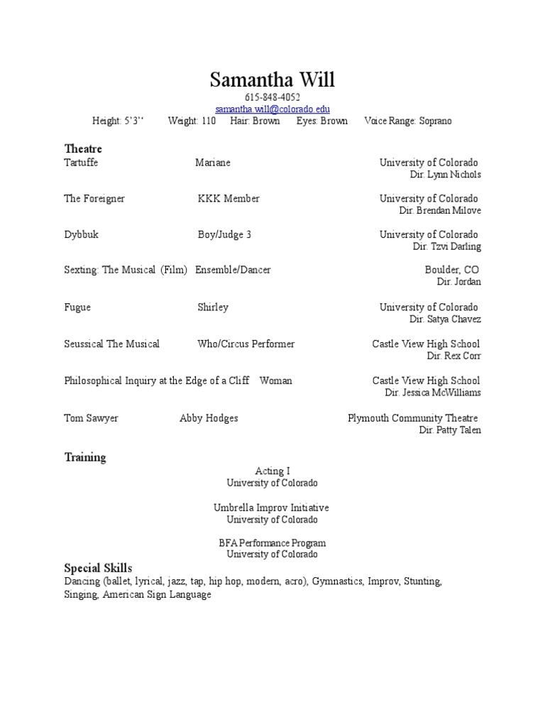 Theatre Resume | PDF