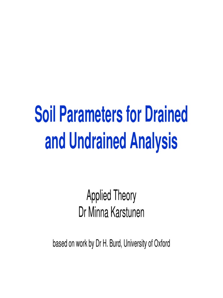 Soil Parameters For Drained and Undrained Analysis | PDF