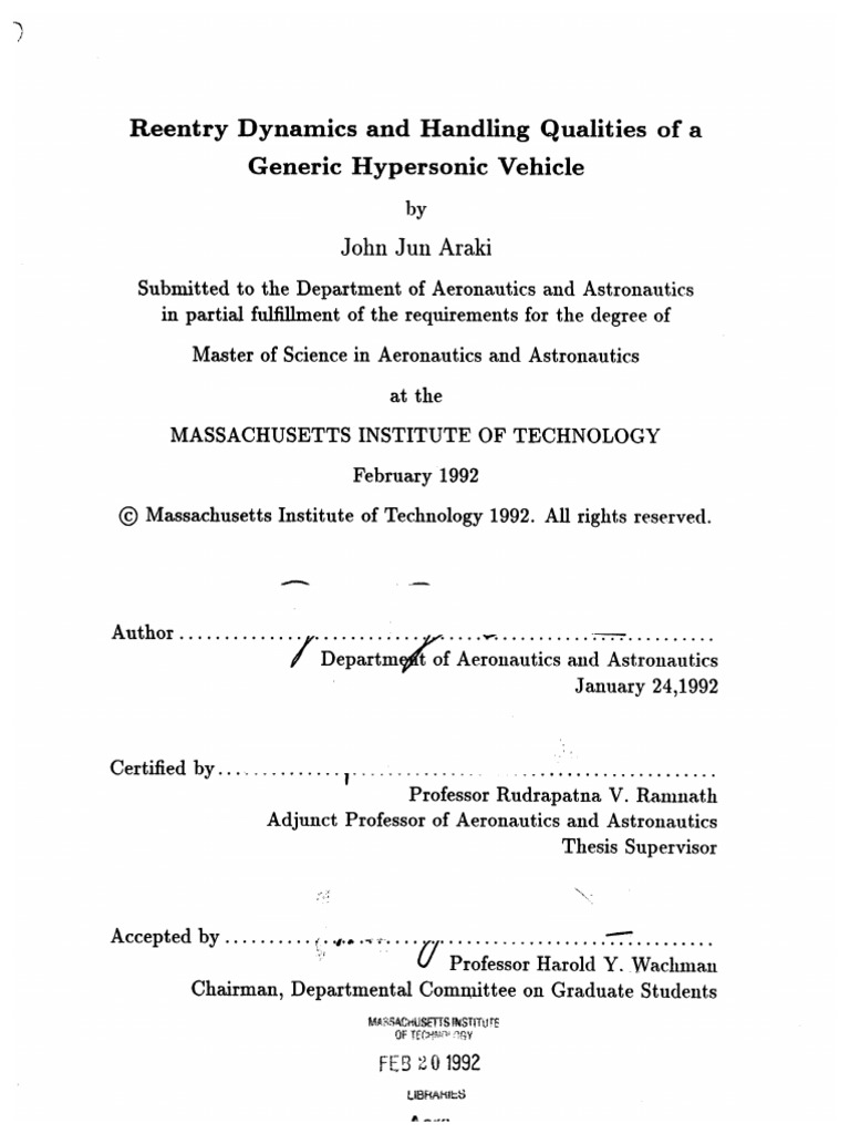 Dynamics Re Entry | PDF | Flight Dynamics (Fixed Wing Aircraft ...
