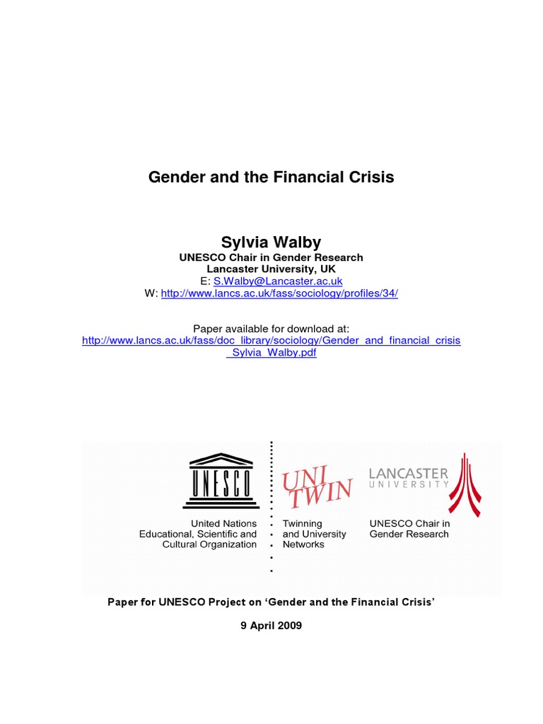 Gendered Impacts of Financial Crisis | PDF | Workforce | Taxes