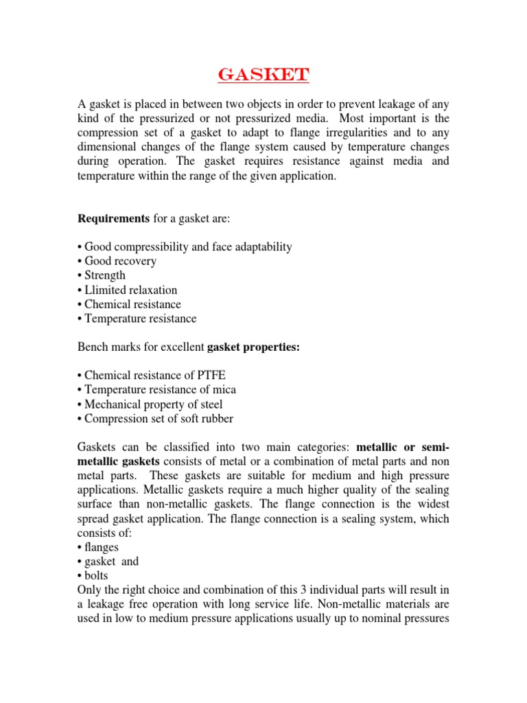 Gasket | PDF | Building Engineering | Chemical Substances