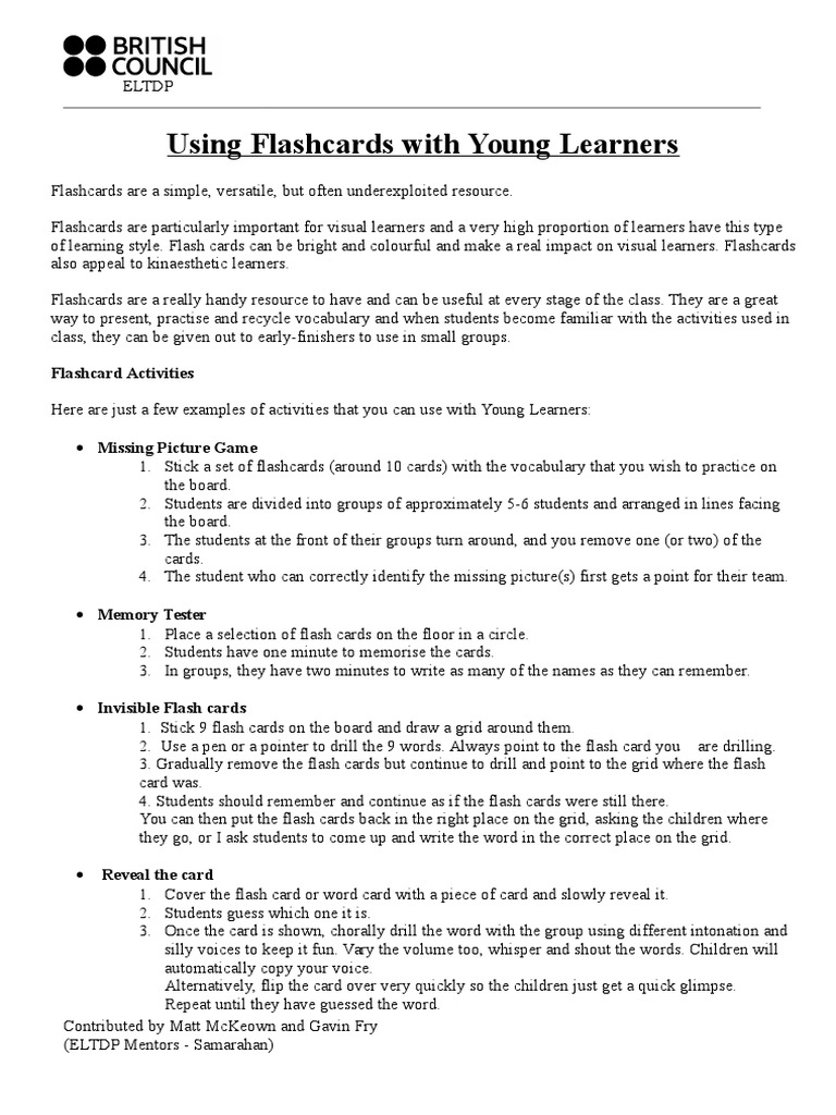 Engaging Flashcard Activities for Kids | PDF | Flashcard | Vocabulary