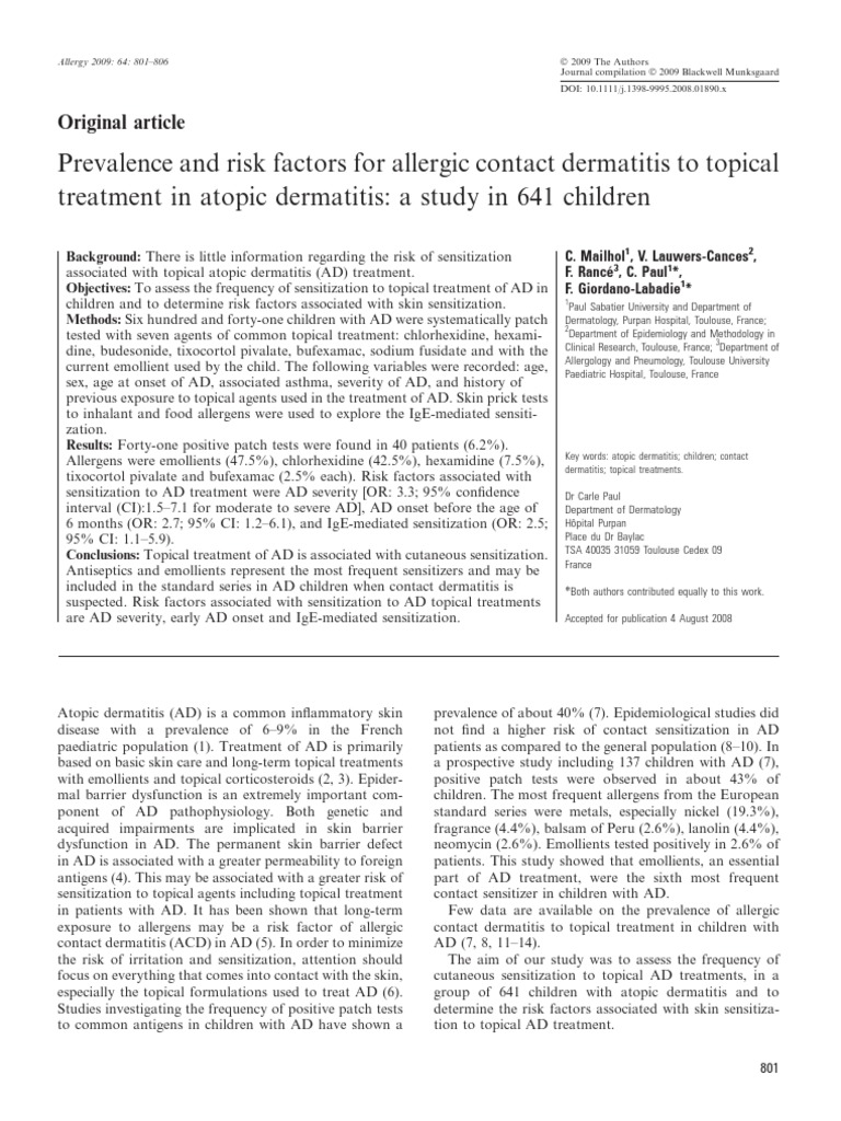 Dermatitis Pdf Allergy Dermatitis