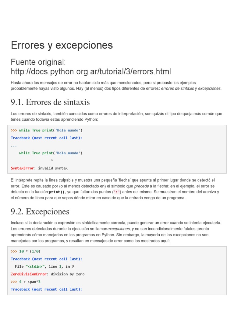 Excepciones en python | Python (lenguaje de programación) | Desarrollo ...