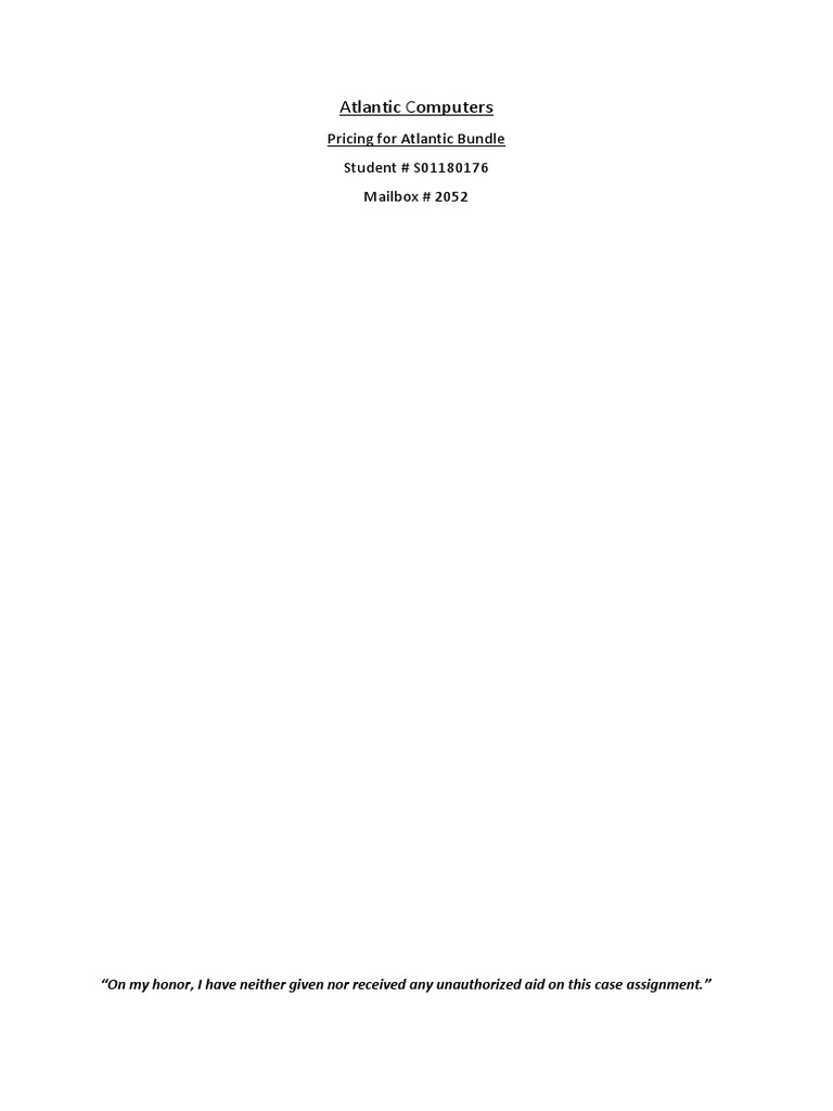 Atlantic Computers: Pricing For Atlantic Bundle Student # S01180176 ...