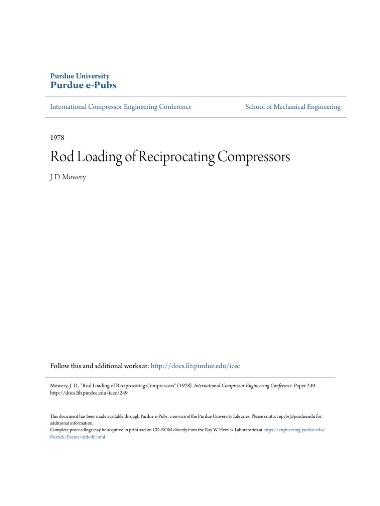 Rod Loading of Reciprocating Compressors | PDF | Cylinder (Engine) | Piston