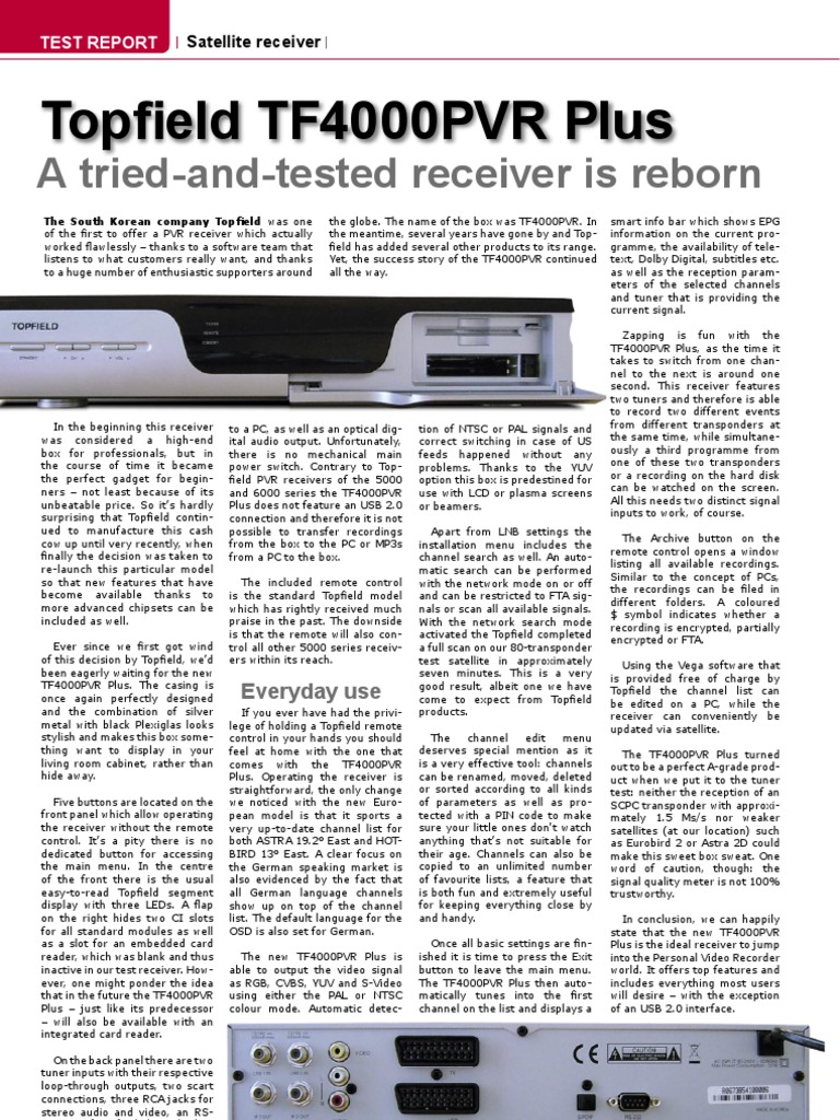 0701 Topfield | PDF | Video | Electronics