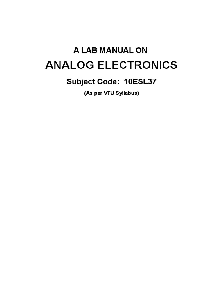 06ESL37 Analog Electronics Lab MANUAL | PDF | Amplifier | Rectifier