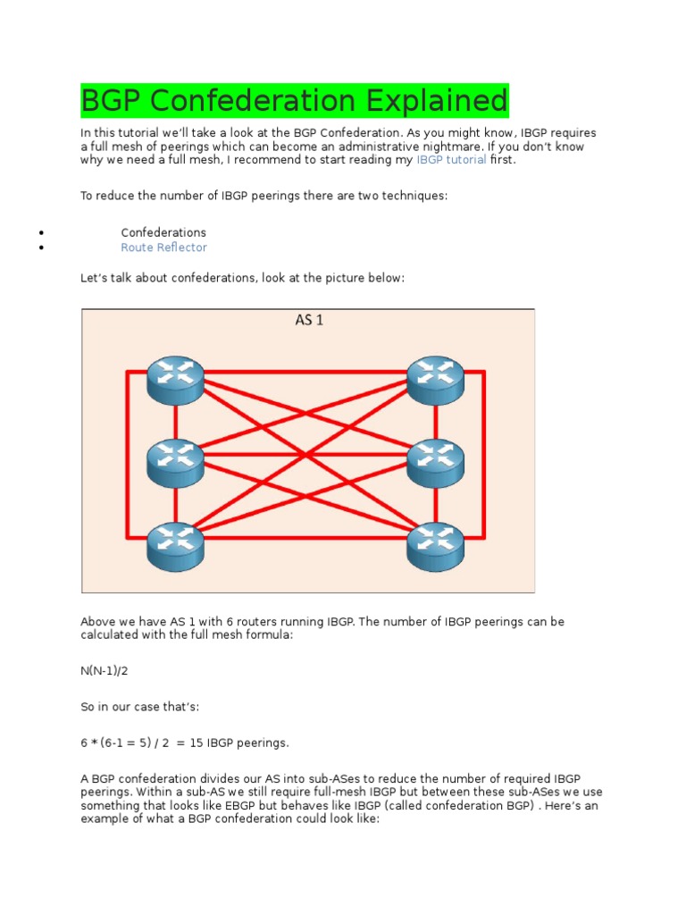 BGP Confederation Explained: IBGP Tutorial | PDF | Internet Protocols | Networks