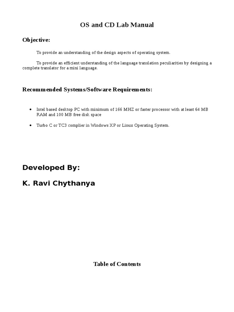 OS and CD Lab Manual: Objective | PDF | Parsing | Formalism (Deductive)