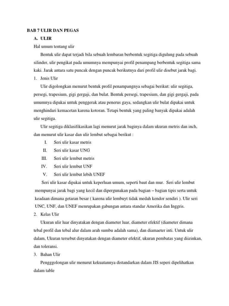 Ringkasan Ulir Dan Pegas | PDF