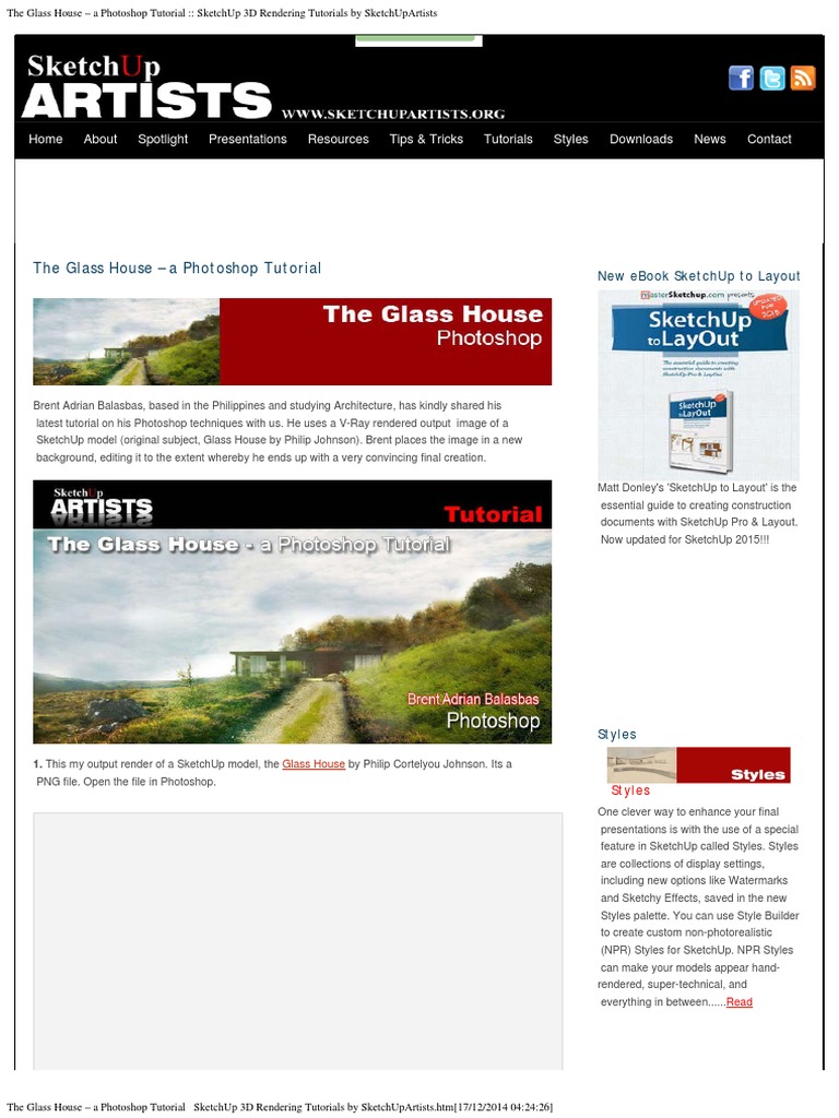 The Glass House - A Photoshop Tutorial SketchUp 3D Rendering Tutorials by SketchUpArtists | PDF ...