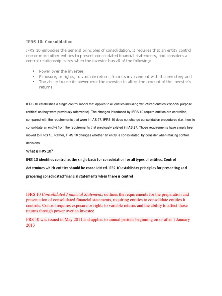 IFRS 10: Principles of Consolidation | PDF